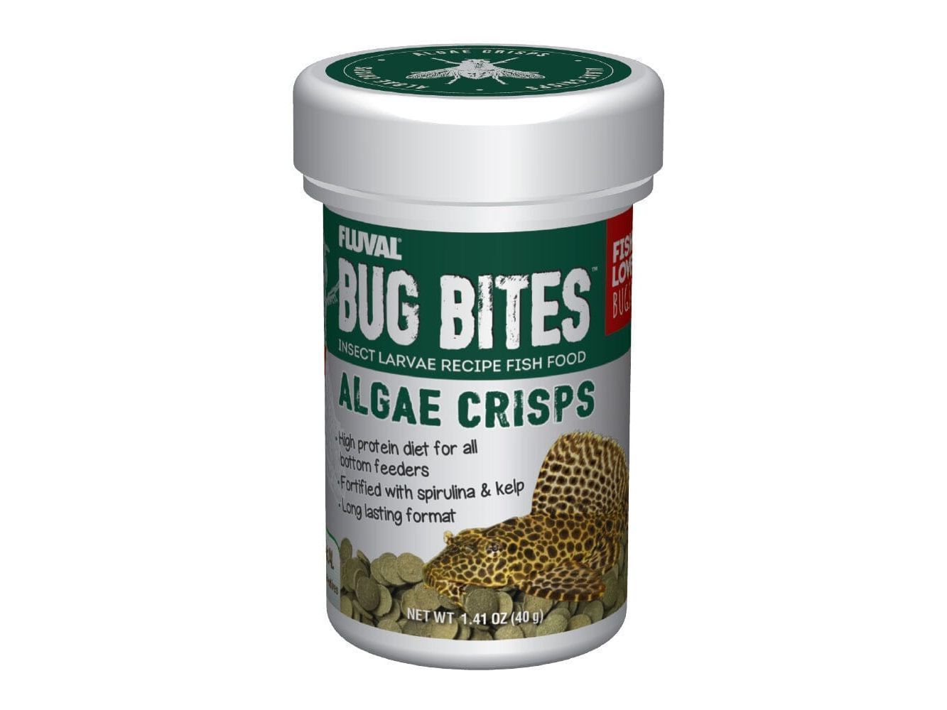 Fluval Bug Bites Algae Crisps 1.41oz - Premium Bottom Feeder Fish Food
